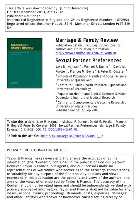 PDF Sexual Partner Preferences Marriage Family Review