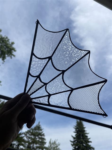Spider Web Stained Glass Suncatcher Etsy
