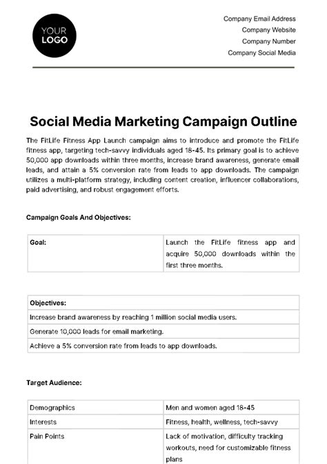 Free Social Media Marketing Campaign Outline Template To Edit Online