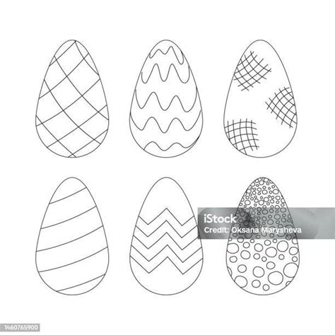 기하학적 패턴으로 계란을 설정하십시오 부활절 색칠하기 카드 포스터와 표지에 대 한 벡터 그림 0명에 대한 스톡 벡터 아트 및