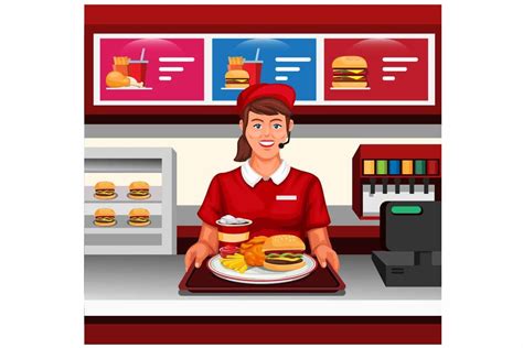 Girl Fast Food Restaurant Work Served Or Graphic By Aryohadi