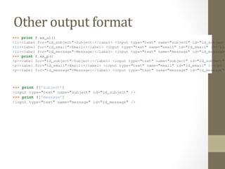 The Django Book Chapter 7 Forms PPT