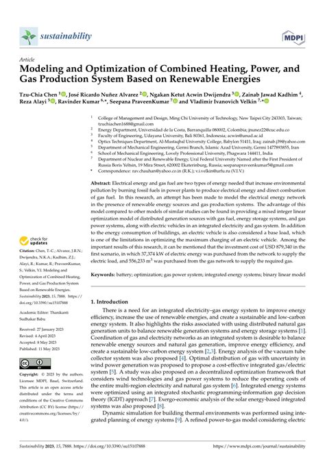 Pdf Modeling And Optimization Of Combined Heating Power And Gas Production System Based On