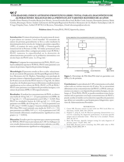 Pdf Utilidad Del Indice Antigeno ProstÁtico Libre Total Para El DiagnÓstico De Alteraciones