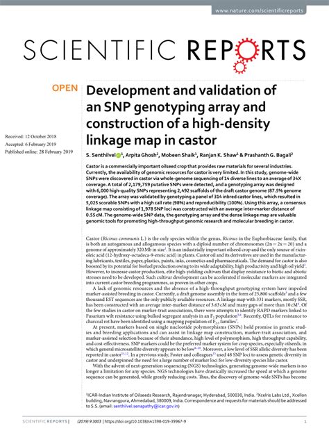 Pdf Development And Validation Of An Snp Genotyping Array And Construction Of A High Density