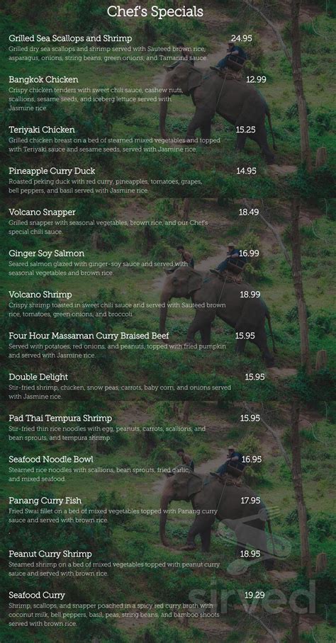 Bahn Thai Restaurant Menus In Tallahassee Florida United States