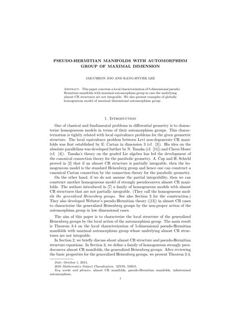 Pdf Pseudo Hermitian Manifolds With Automorphism Group Of Maximal Dimension