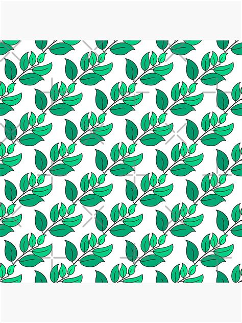 Angular Light Dark Green Mix Leaf Pattern In White Background