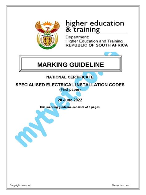 T1630 Specialised Electrical Installation Codes P1 Memo Aug 2022 Pdf Physical Sciences