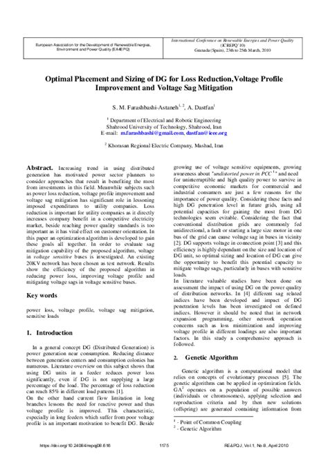 Pdf Optimal Placement And Sizing Of Dg For Loss Recuction Voltage