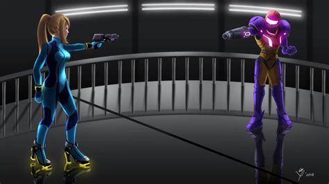 Zero Suit Samus Vs Clone Samus By Leoqueval On Deviantart
