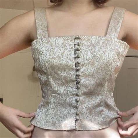 🌼white Gold Bustier Style Top W Button Closure Depop