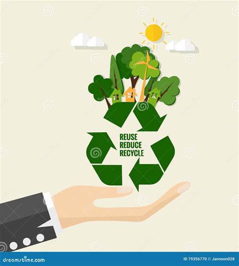 Eco Friendly Ecology Concept With Recycle Symbol And Tree Vector