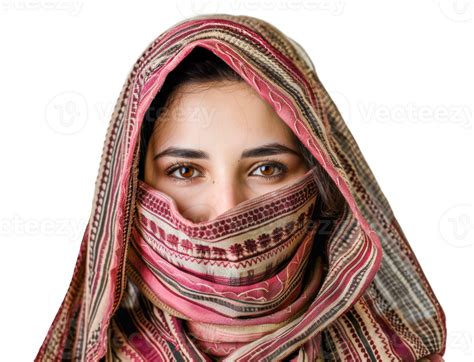 A Woman Wearing A Scarf Covering Her Face Stock 45910329 PNG