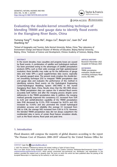 Pdf Evaluating The Double Kernel Smoothing Technique Of Blending Trmm And Gauge Data To