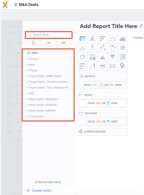 Editing Reports Data Sections