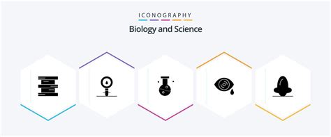 Biology 25 Glyph Icon Pack Including Anatomy Eye Laboratory Drops