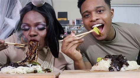 Black Bean Noodles Asmr Eating Sounds Korean Dish Youtube