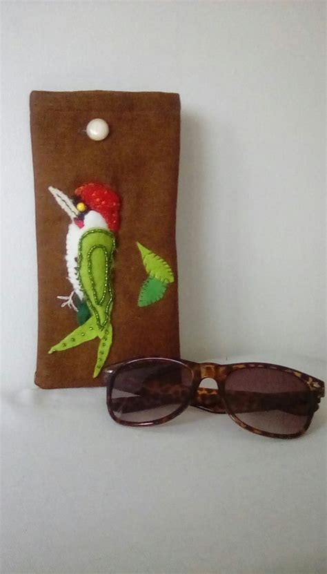 Linen Glasses Case Embroidered Spectacle Case Bird Case