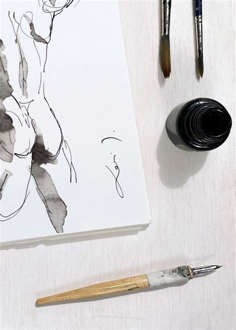 Gabriel V Original Ink Drawing Naked Model Etsy