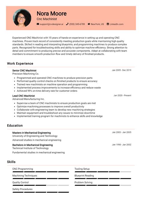 CNC Machinist Resume Example For Best Formatting Tips CVDesigner Ai