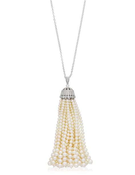 Cultured Pearl And Diamond Tassel Pendant Necklace Christies