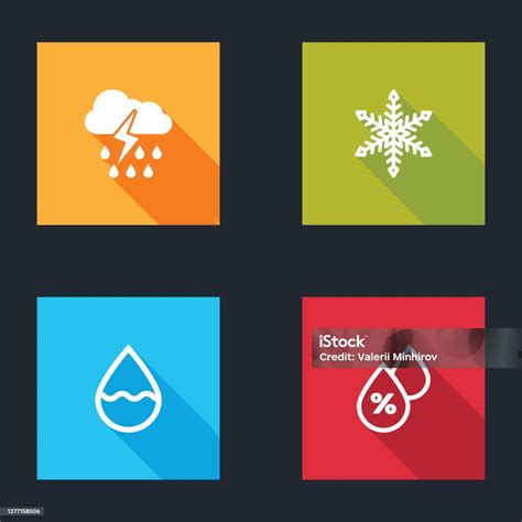 雨と稲妻スノーフレーク水のドロップとパーセンテージのアイコンで雲を設定しますベクトル しずくのベクターアート素材や画像を多数ご用意