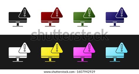 Set Computer Monitor Exclamation Mark Icon Stock Vector Royalty Free Shutterstock