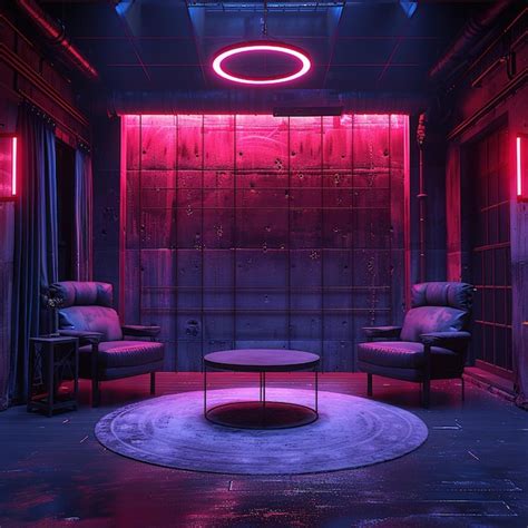 Premium Photo A Room With A Round Table And Chairs And A Round Circle