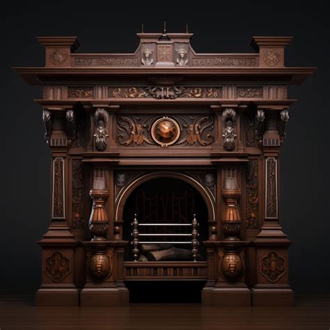 Renaissance Fireplace Orthographic Front View Premium Ai Generated Image