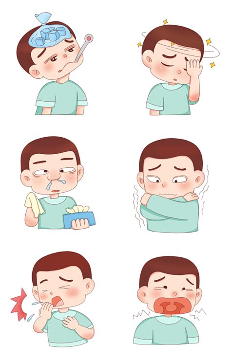 卡通男孩冬季预防感冒人物插画元素