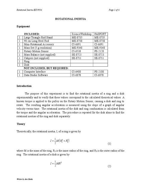 Rotational Inertia Fix Pdf Rotation Around A Fixed Axis Inertia