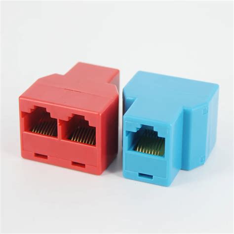 Rj45 Splitter Adapter 1 To 2 Dual Female Port Connector Cat5 Cat6 Lan