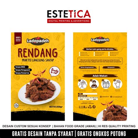 Sticker Label Rendang Cetak Sticker Makanan Cetak Sticker Keripik