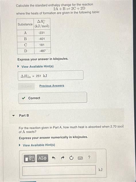 Solved Calculate the standard enthalpy change for the | Chegg.com