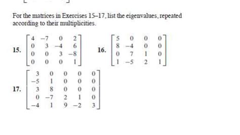 Solved For The Matrices In Exercises List The Chegg