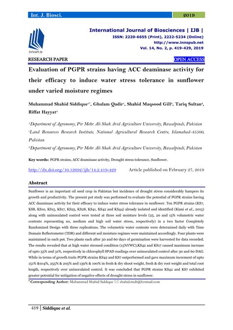 Pdf Evaluation Of Pgpr Strains Having Acc Deaminase Activity For