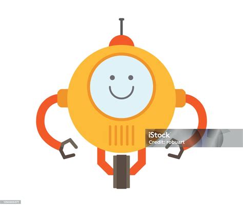 Robot Warna Kuning Senyum Vektor Ilustrasi Ilustrasi Stok Unduh
