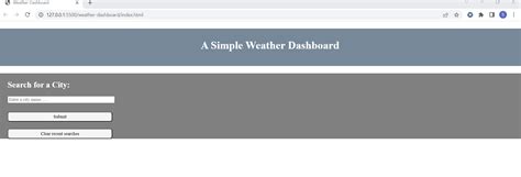 github soniasebastian weather dashboard a weather searching application which allows to