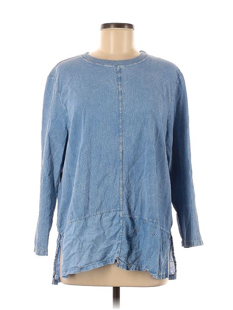 Jess And Jane 100 Cotton Blue Long Sleeve Blouse Size M 72 Off Thredup