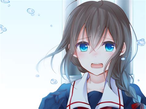 Safebooru 1girl Ahoge Blue Eyes Braid Brown Hair Face Gloves Hair