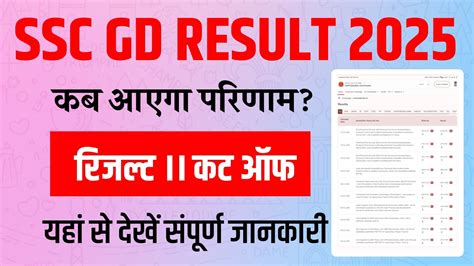 Ssc Gd Result 2025 Kab Aayega 39 481 पदों पर भर्ती के परीक्षा का