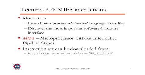 download pdf lectures 3 4 mips instructions 3 4 mips instructions