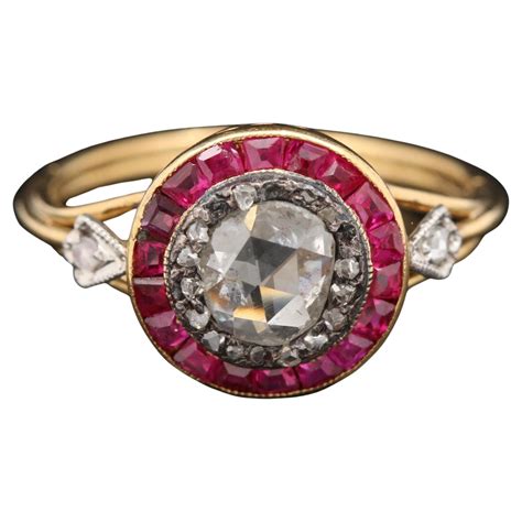Customizable 18k Gold Ruby Wedding Ring Ruby Engagement Ring For Sale