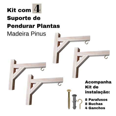 Kit Suporte M O Francesa De Pendurar Vaso Planta Na Parede