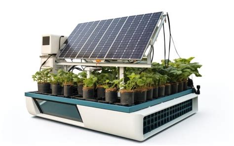 Premium Photo Solar Powered Aquaponics System With Sustainable Power Isolated On White Background