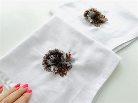 Fringed Fluffy Chenille Turkey Thanksgiving Thanks Fall Machine
