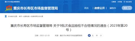 重庆市长寿区市场监督管理局关于9批次食品抽检不合格情况的通告（2023年第20号） 中国质量新闻网
