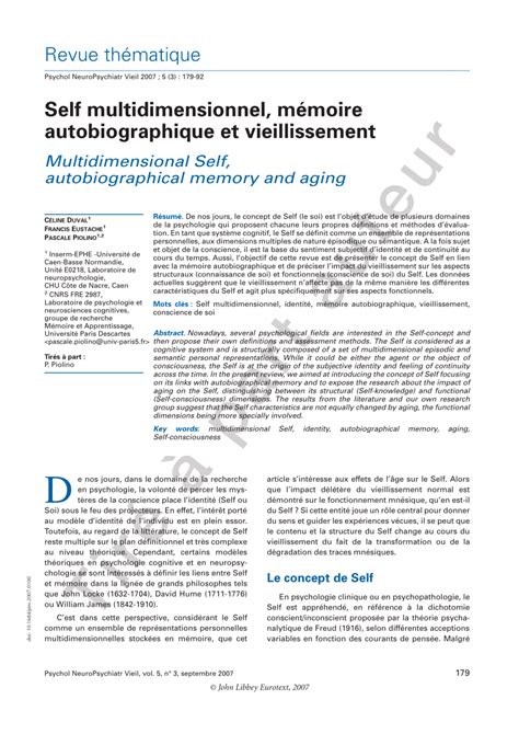 Pdf Multidimensional Self Autobiographical Memory And Aging