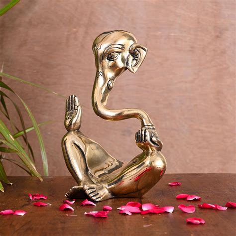 Brass Ganesha Table Top Idol 85 Inch Vedansh Craft